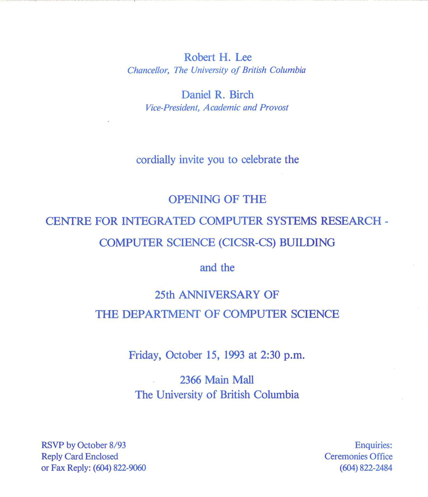 ICICS/CS Building Opens | Computer Science at UBC